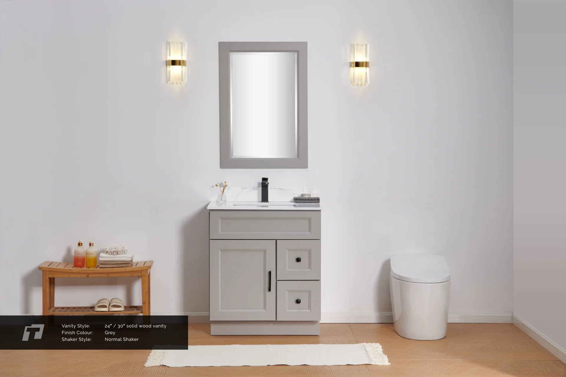 30" Solid Wood Vanity – Wall Panel Canada